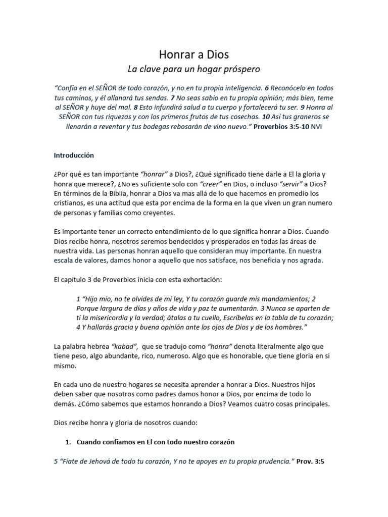 Honrar A Dios | PDF | Dios