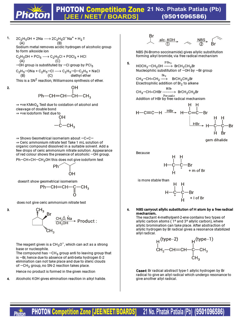 Class 12 Organic Supplements | PDF | Radical (Chemistry) | Cyanide
