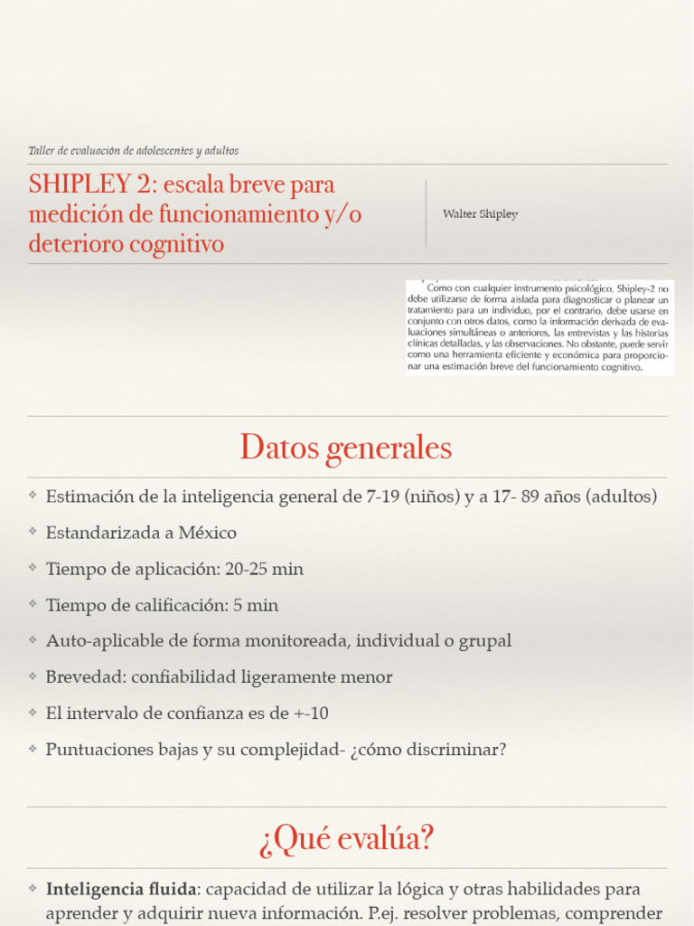 Shipley 2 | PDF | Inteligencia | Memoria