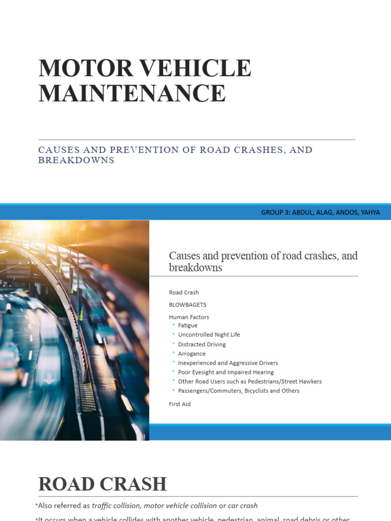 Group 3 Motor Vehicle Maintenance | PDF | Traffic Collision | Transport ...
