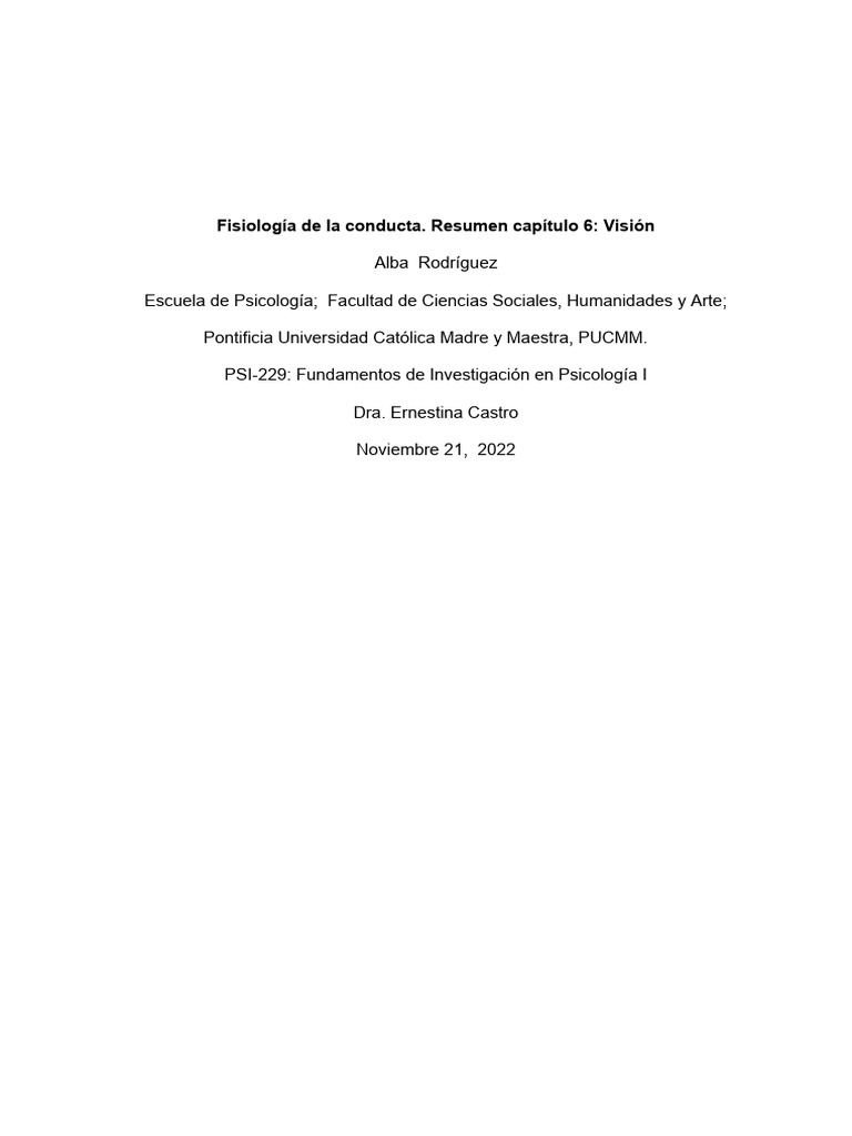 Resumen Del Capitulo 6. Vision | PDF | Percepción visual | Corteza visual