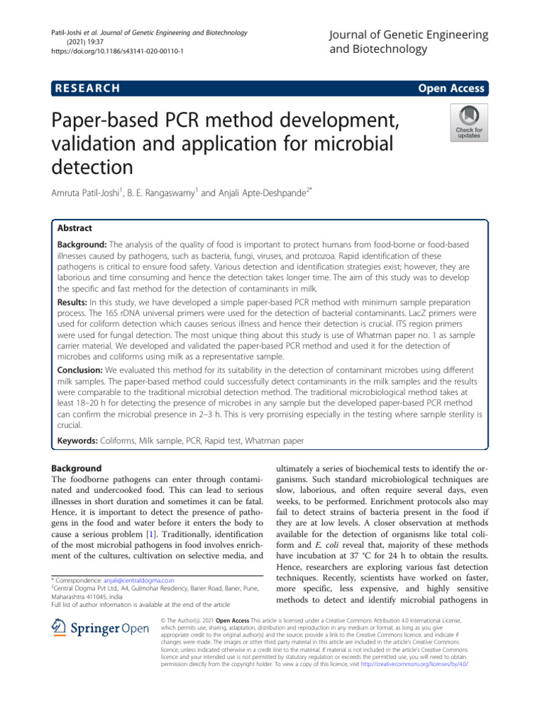 Paper-Based PCR Method Development, Validation and Application For Microbial Detection | PDF ...