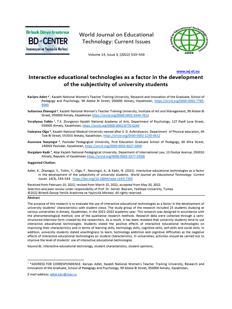 Interactive Educational Technologies As A Factor I | PDF | Educational Technology | Distance ...