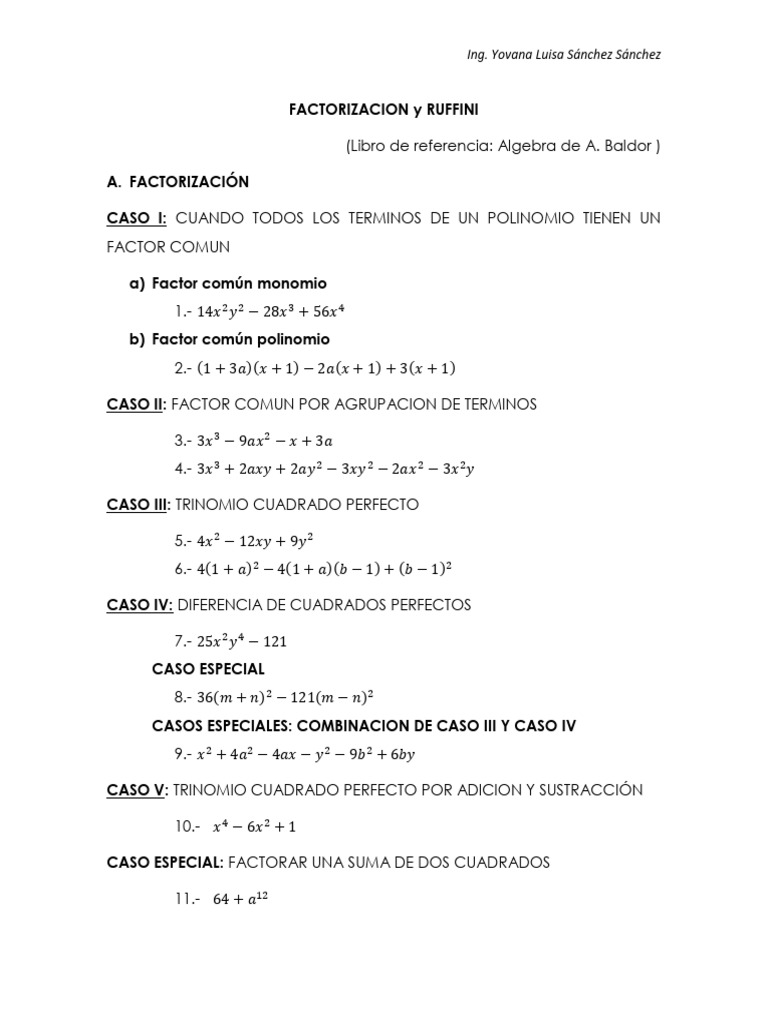 Ejercicios Factorizacion | Descargar gratis PDF | Factorización | Matemática Elemental