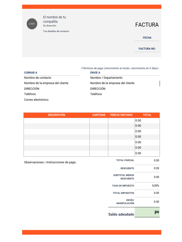 ES Invoice Template 4 Word | PDF | Industrias de servicio | Economias