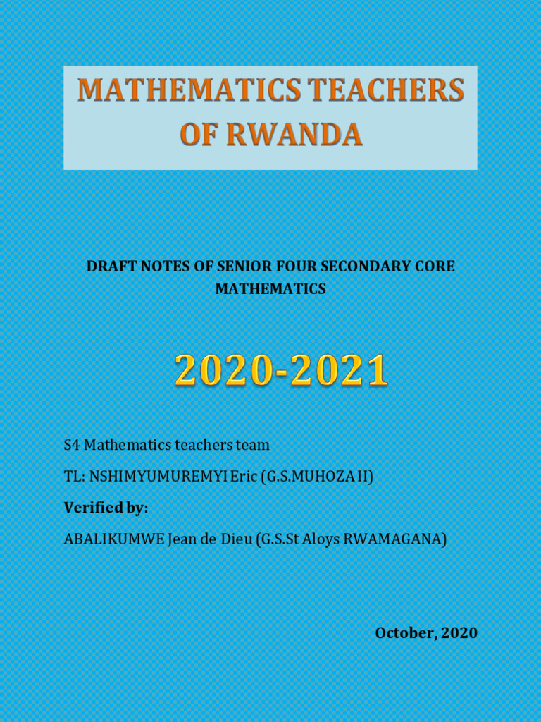 S4 Mathematics Teacher Guide Draft | PDF | Derivative | Equations