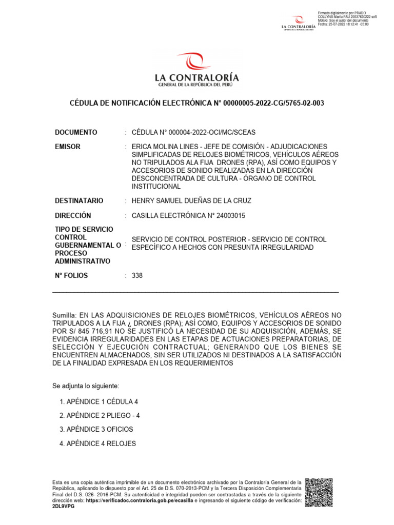 CÉDULA DE NOTIFICACIÓN 00000005-2022-5765-02-003 | PDF