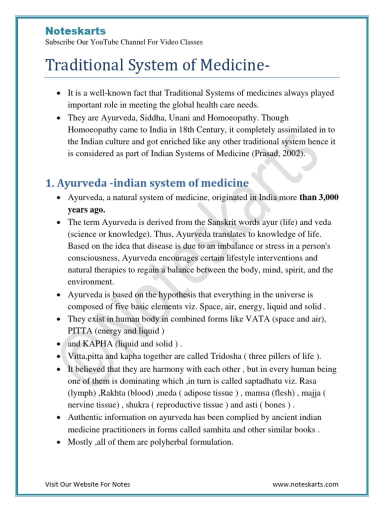 Traditional System of Medicine | PDF | Ayurveda | Homeopathy