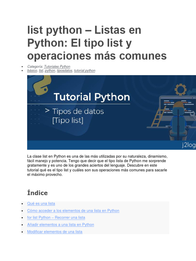 Listas en Python: Guía Completa | PDF | Python (lenguaje de programación) | Conjunto (Matemáticas)
