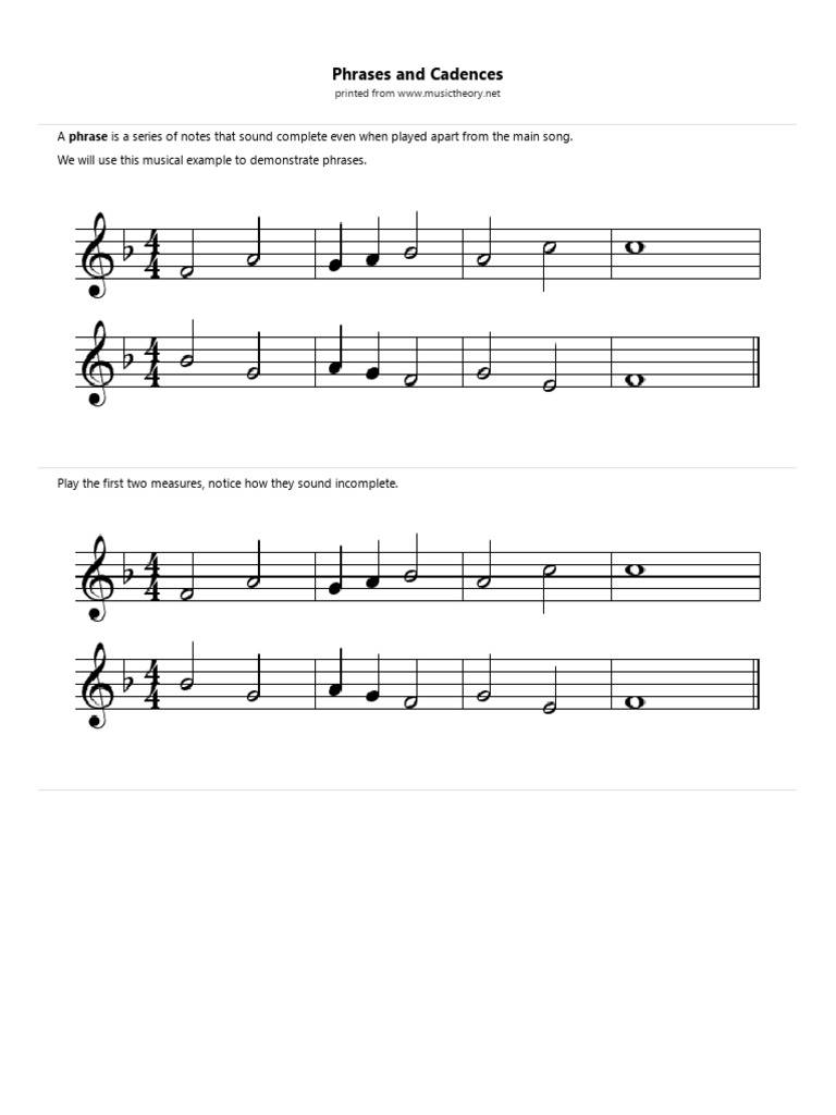 Phrases and Cadences | PDF | Musical Compositions | Musical Forms