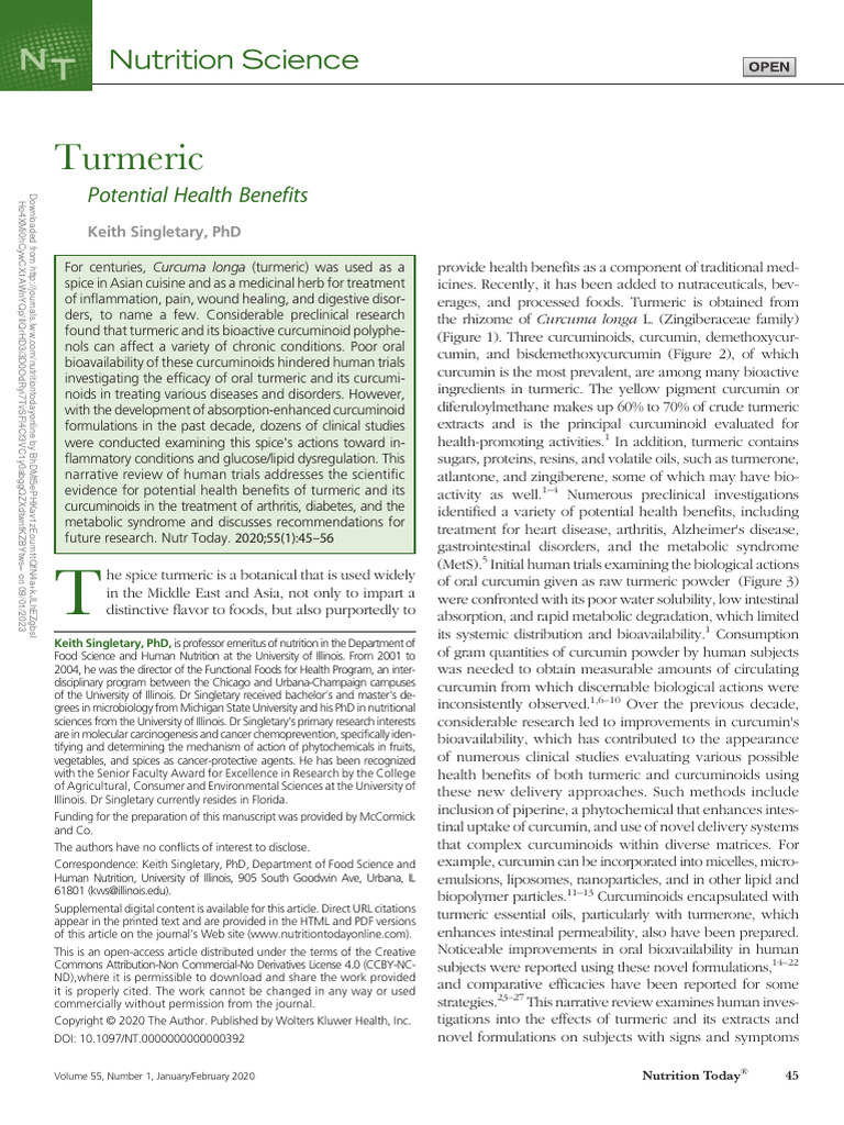 Turmeric: Nutrition Science | Download Free PDF | Osteoarthritis ...