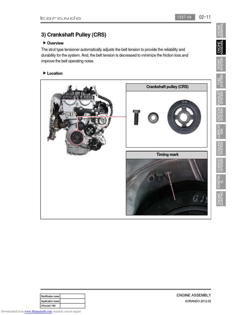 3) Crankshaft Pulley (CRS) : Downloaded From Manuals Search Engine ...