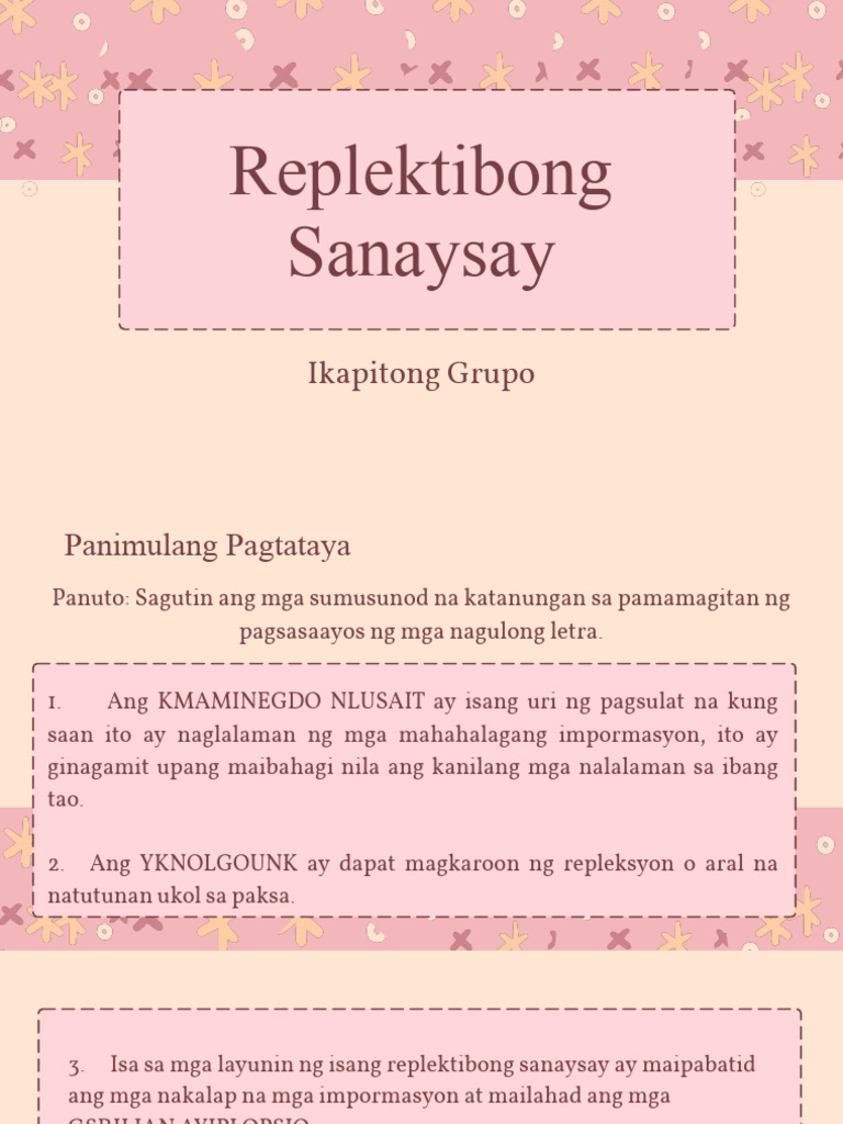 replektibong sanaysay | PDF