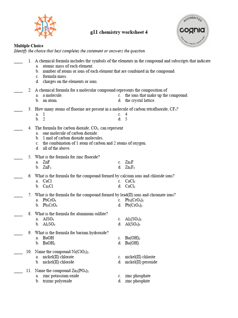 Grade 11 Chemistry Quiz | PDF | Oxide | Nitrogen