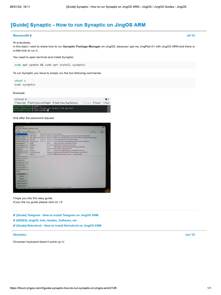 [Guide] Synaptic - How to Run Synaptic on JingOS ARM - JingOS _ JingOS Guides - JingOS | PDF