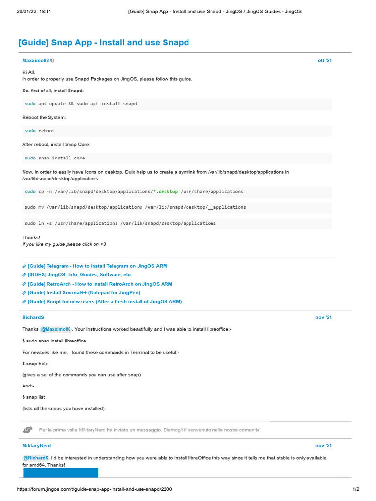 JingOS Snapd Installation Guide | PDF | Computers