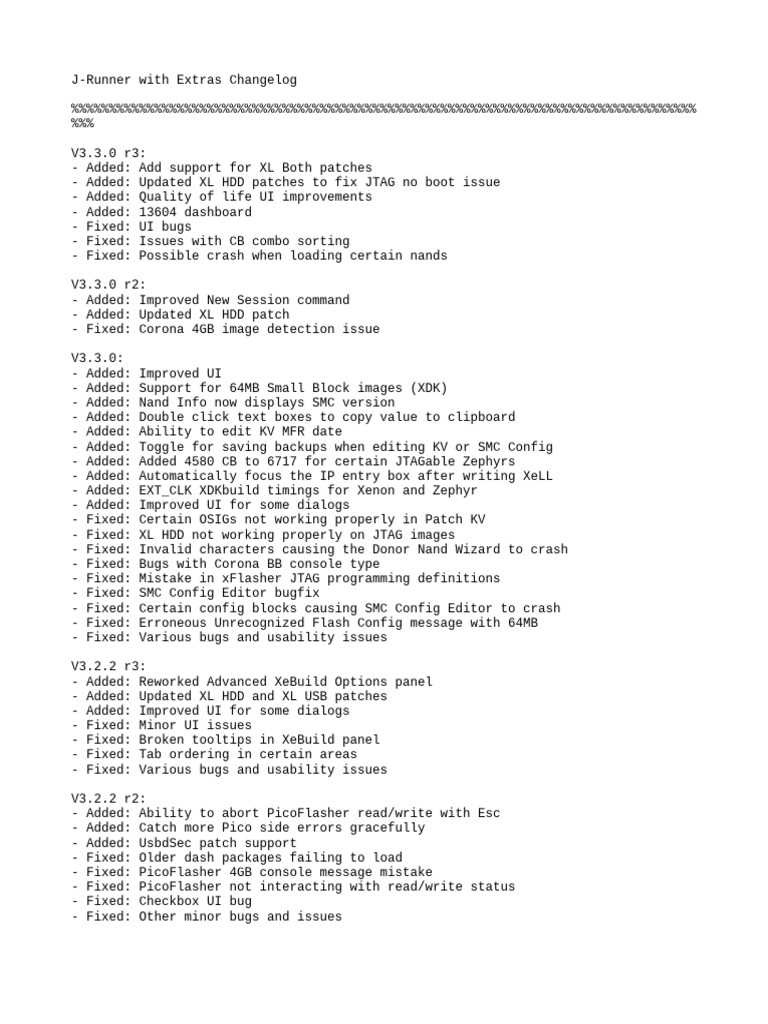 Changelog | PDF | Software Bug | Flash Memory