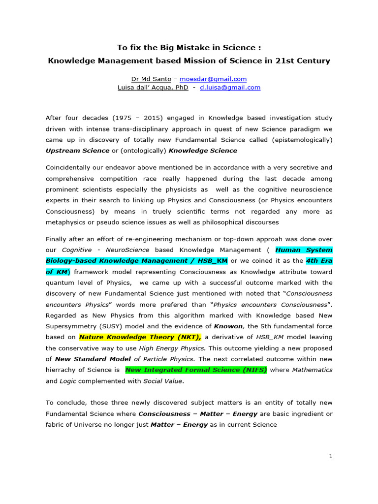 To Fix The Big Mistake in Science | PDF | Physics | Science