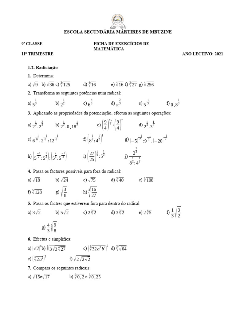 Ficha de Exercicios 9 Classe | PDF | Xadrez