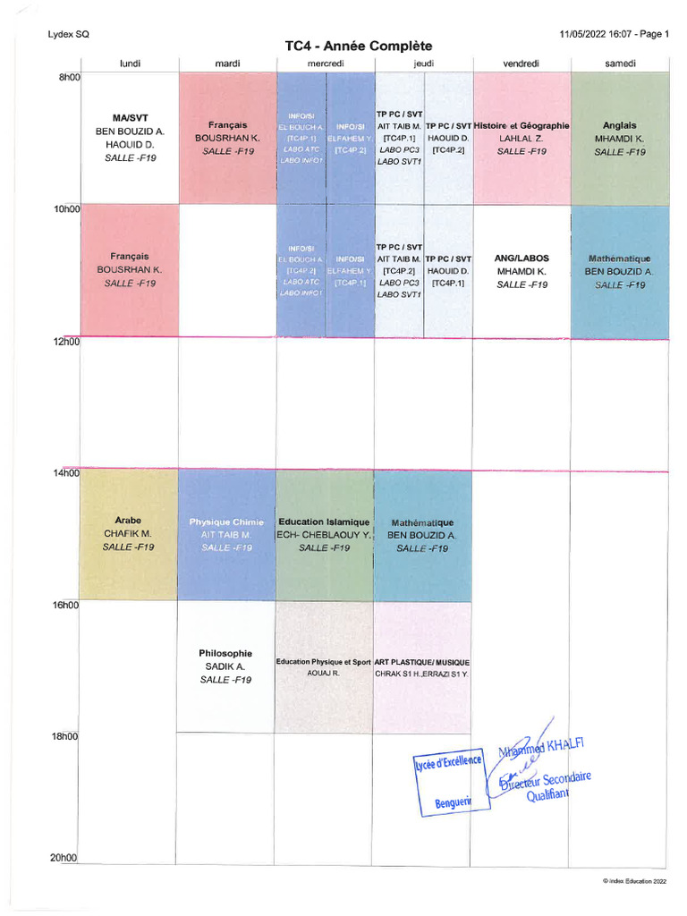Emplois Du Temps Modifié TCS4 | PDF