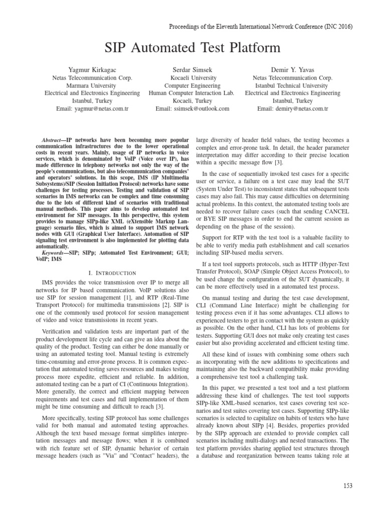 SIP Automated Test Platform | PDF | Session Initiation Protocol ...
