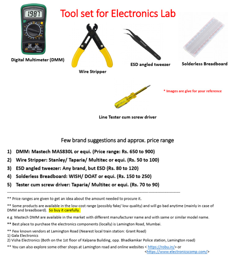 2024-Spring-Tool Set For Electronics Lab | PDF | Technology & Engineering