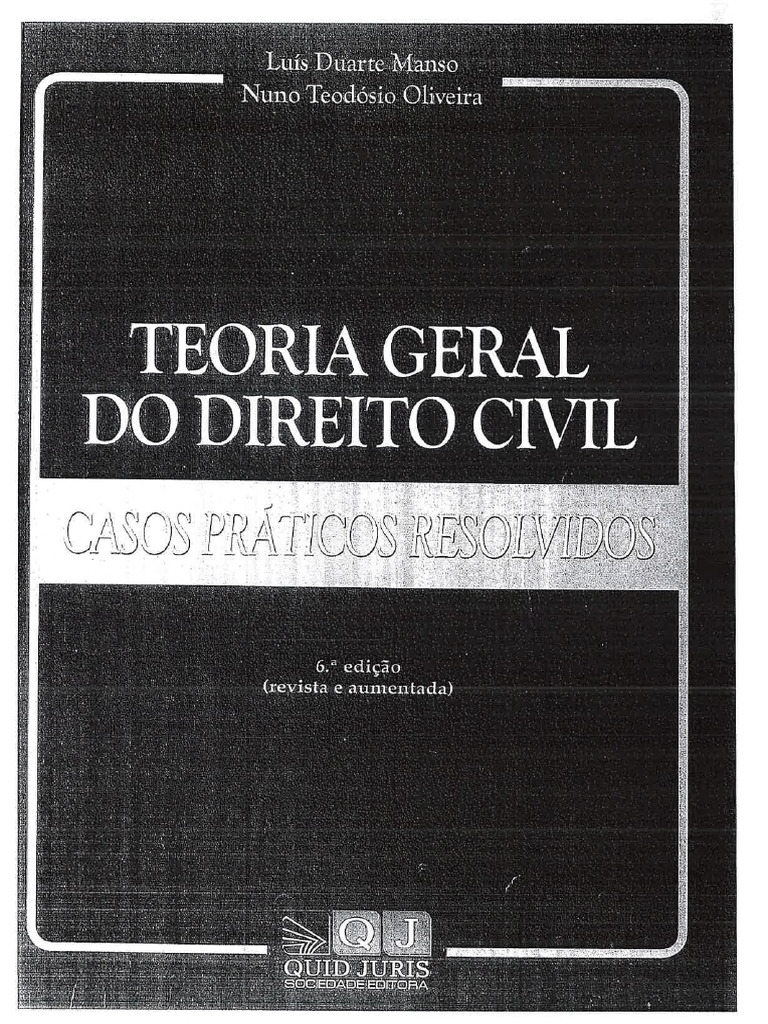 Teoria Geral Do Direito Civil (Casos Práticos Resolvidos) - Nuno Teodósio Oliveira | PDF ...