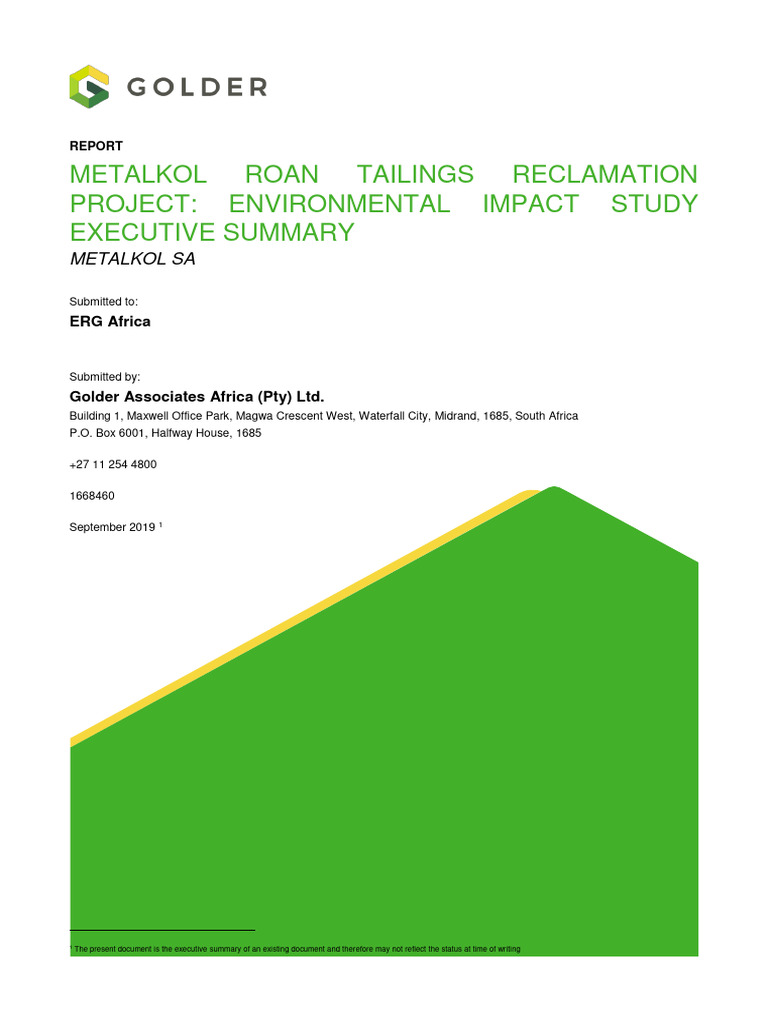 Metalkol ESIA Executive Summary | PDF | Environmental Impact Assessment ...