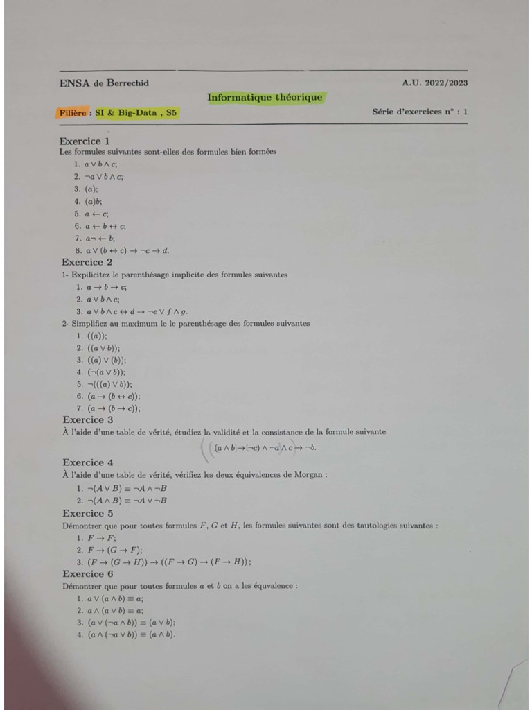 Logique Correction td1+td2 | PDF