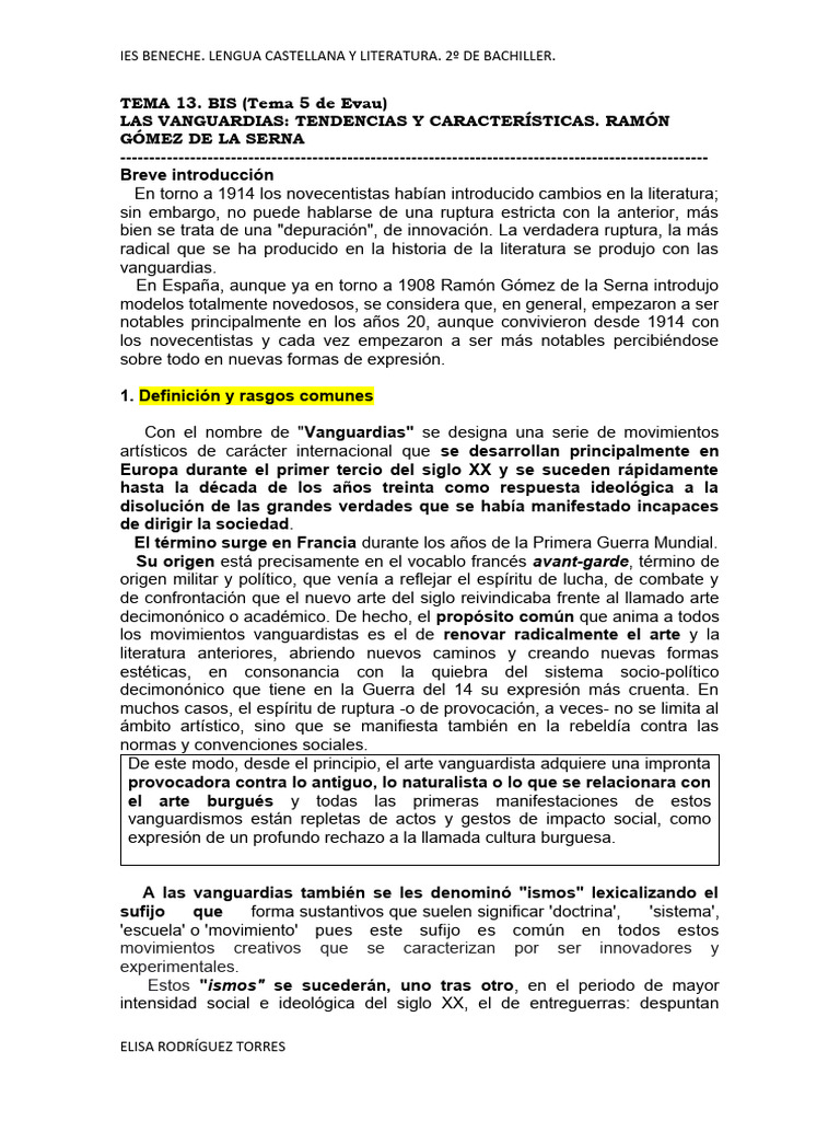 TEMA 13 BSlasvanguardias | PDF | Vanguardia | Surrealismo