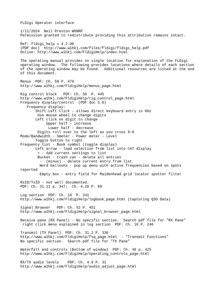 FLDigi Operator Interface Guide | PDF | Menu (Computing) | Telecommunications
