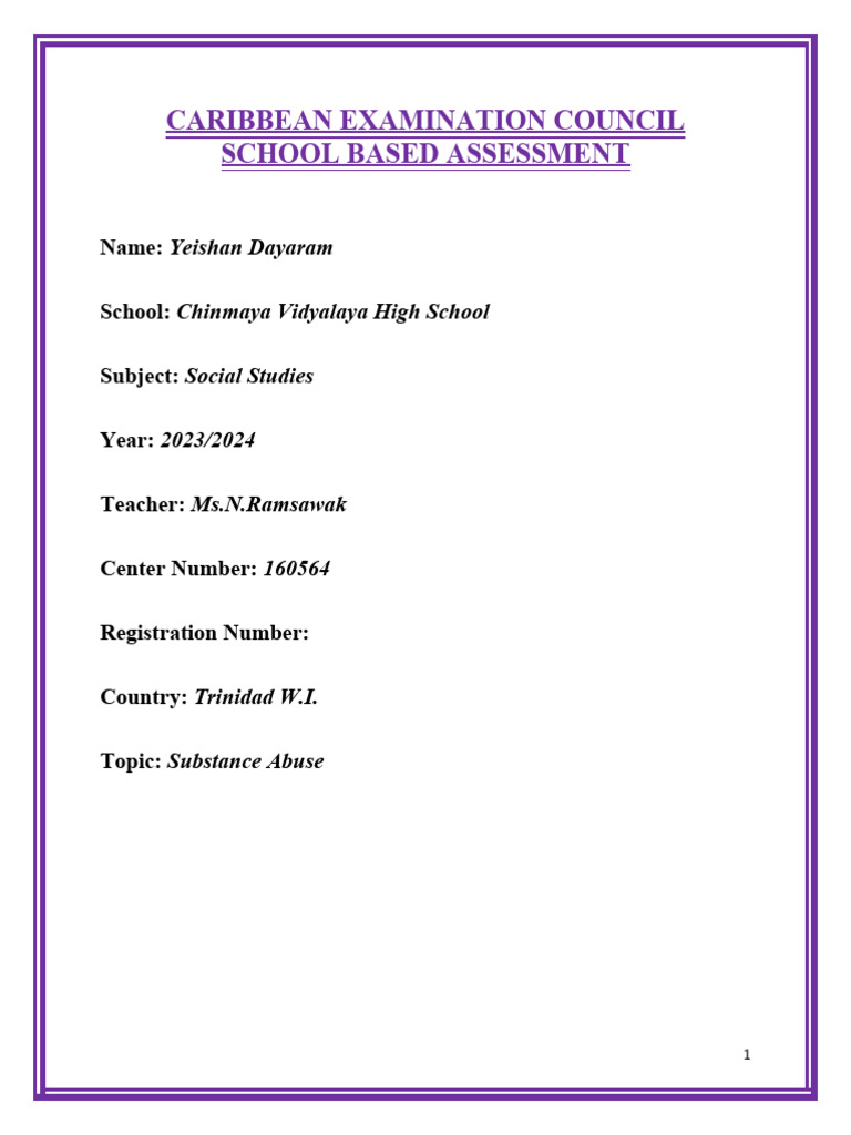 Social Studies SBA | PDF | Substance Abuse | Mental Health