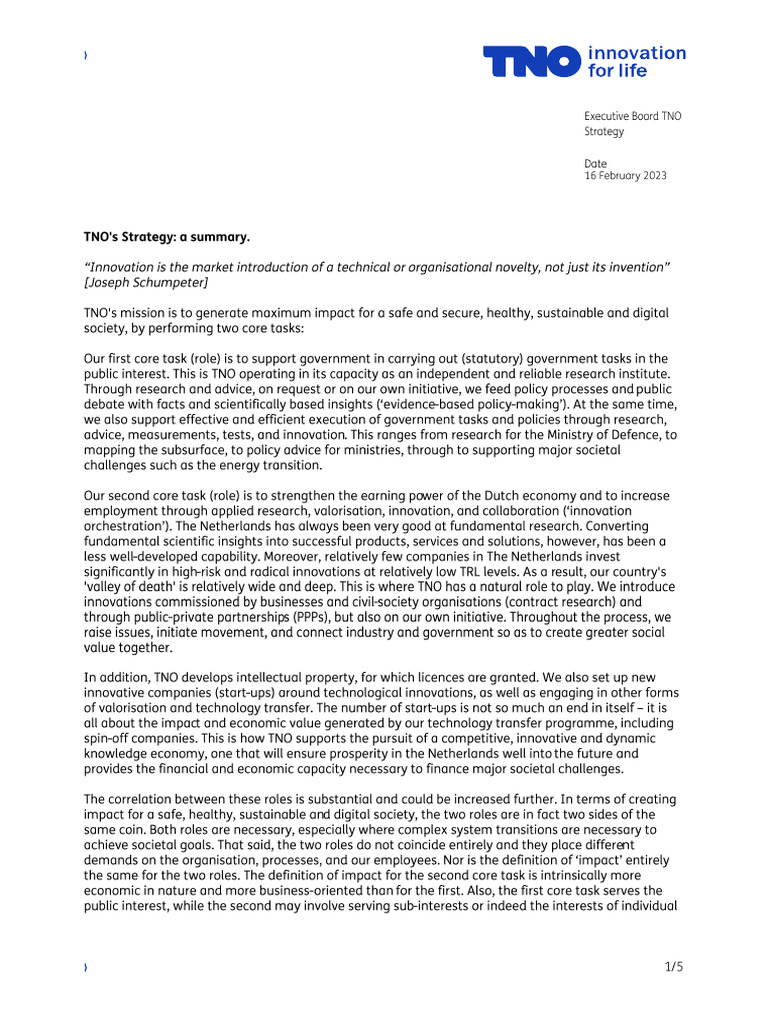 TNO 2023 Strategy Summary | PDF
