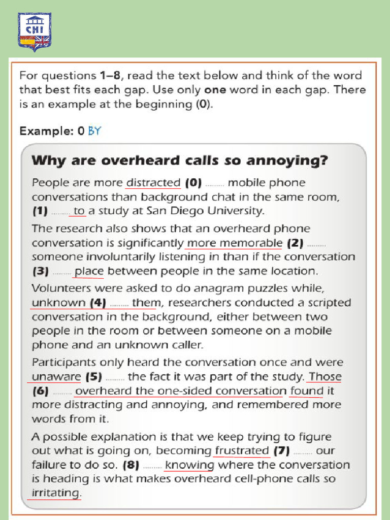 Why Are Overheard Calls So Annoying - Task | PDF