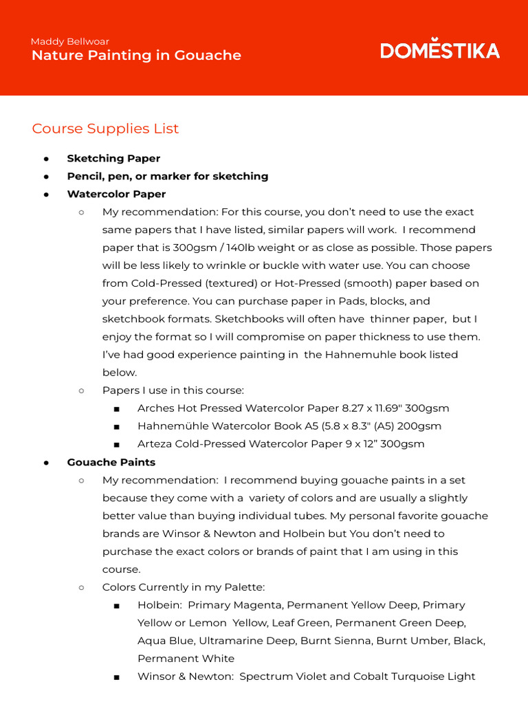 U2 - 01 (Materials List) | PDF | Watercolor Painting | Paintings