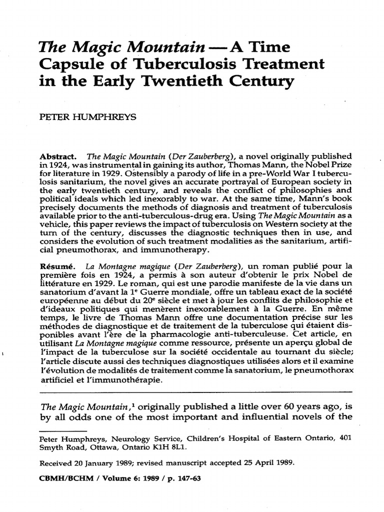 Humphreys-The Magic Mountain | PDF | Tuberculosis