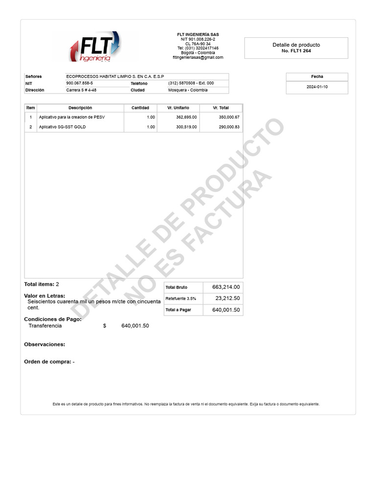 Pre-Factura 264 | PDF | Contabilidad | Documentos empresariales