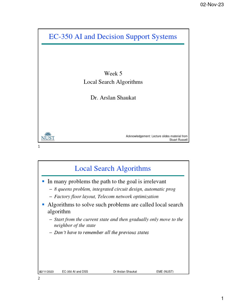 Local Search Algorithms in AI Systems | PDF | Science & Mathematics ...