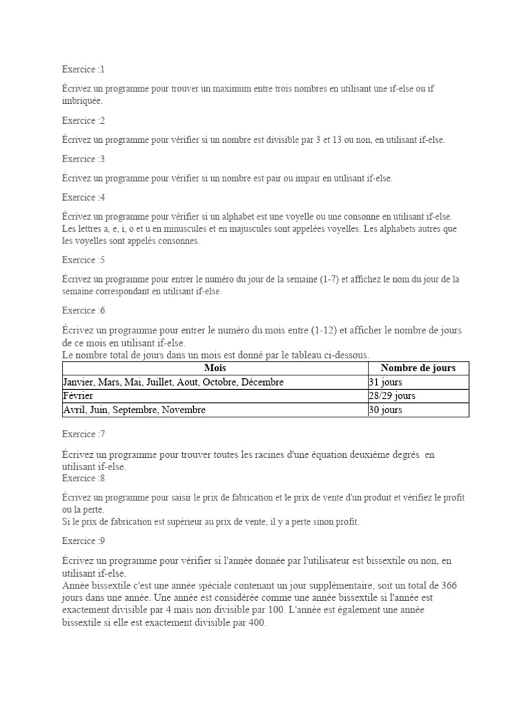 Exercices If-Else en Programmation | PDF | Linguistique | Collation