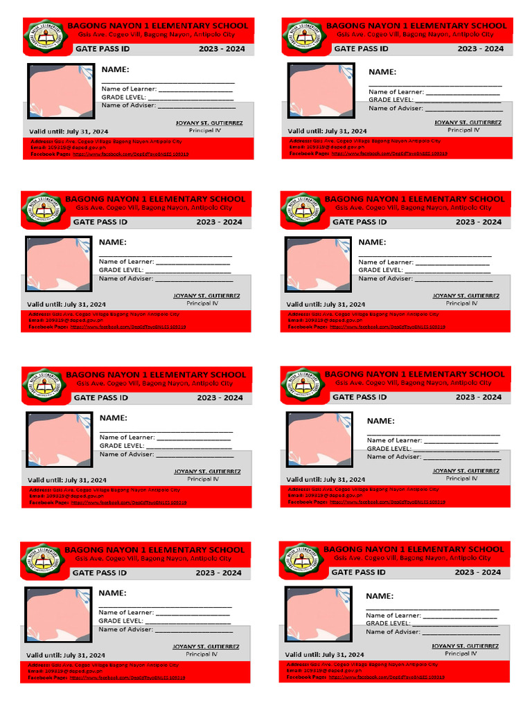 Gate Pass ID Template for Learners | PDF