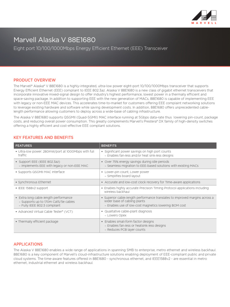 Marvell PH | PDF | Ethernet | Network Switch