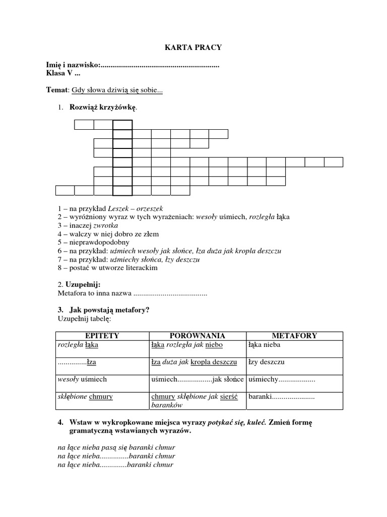 Karty Pracy KL 5 6 | PDF