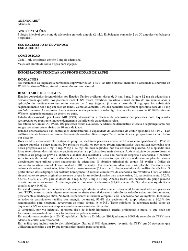 Adenocard Bula Profissional V6A | PDF