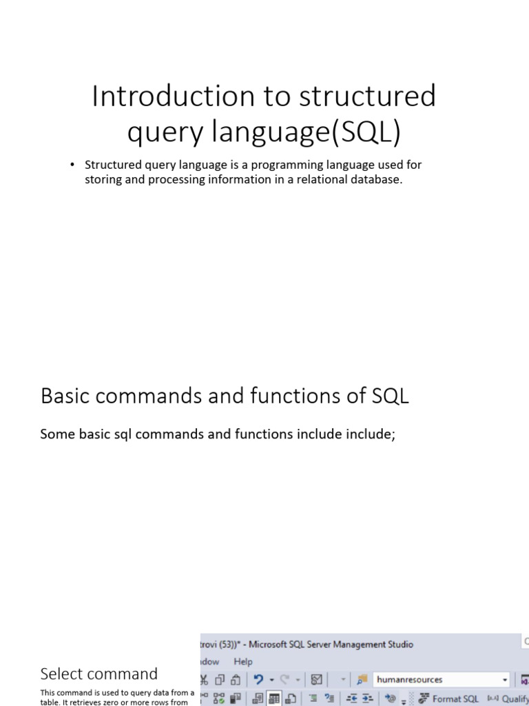 Introduction To Structured Query Language (SQL) - 1 | PDF