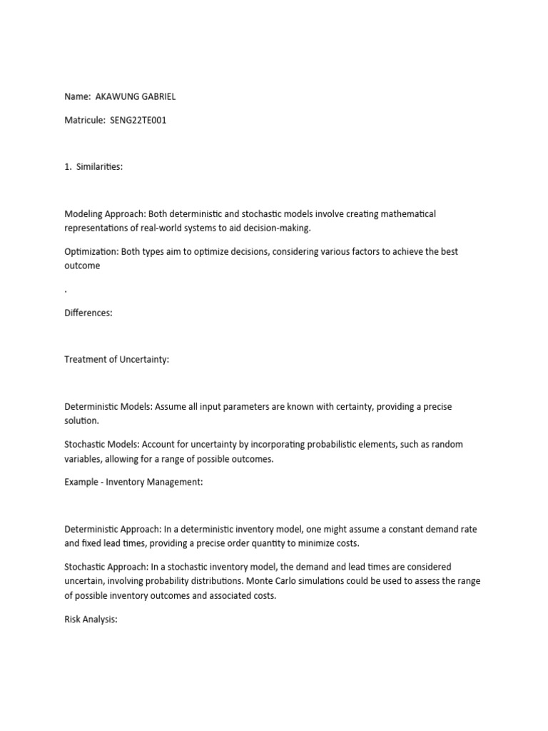 Operation Research Assignment | PDF | Uncertainty | Stochastic