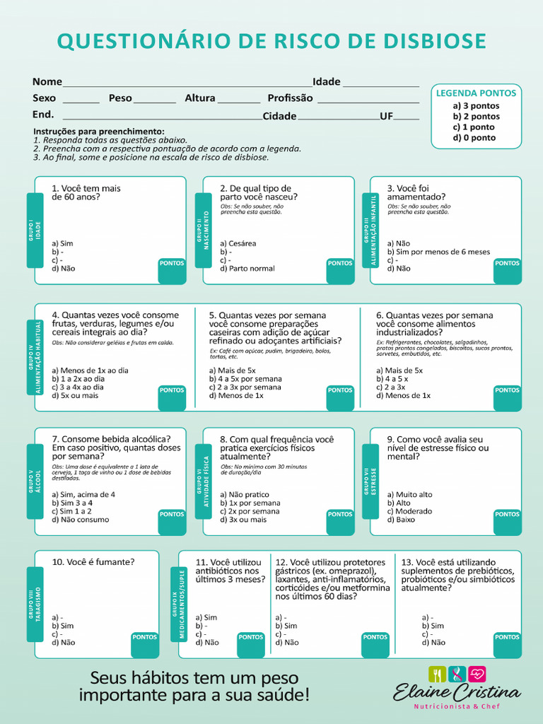 TESTE DE DISBIOSE - Elaine Nutri | PDF