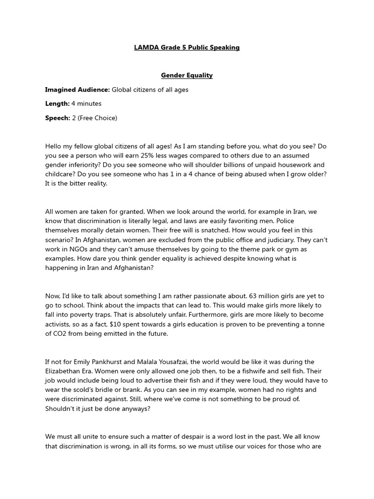 LAMDA Grade 5 Public Speaking | PDF | Social Science