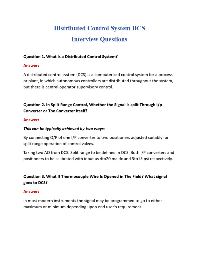 DCS Interview Qs | PDF | Feedback | Programmable Logic Controller