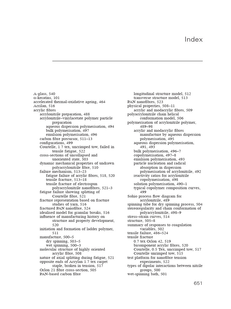 Index - 2009 - Handbook of Tensile Properties of Textile and Technical ...