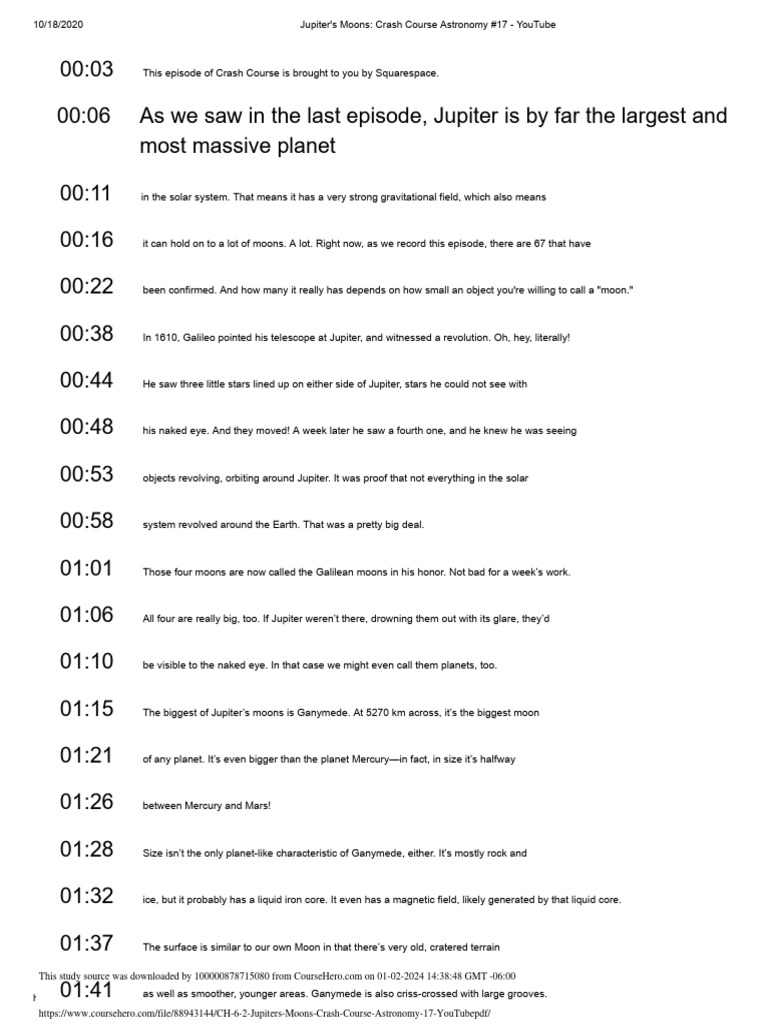 Astronomy 17 YouTube PDF | PDF | Europa (Moon) | Jupiter